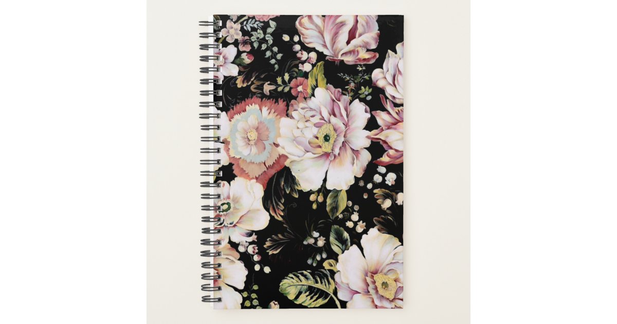 pretty elegant girly chic pink black floral planner | Zazzle