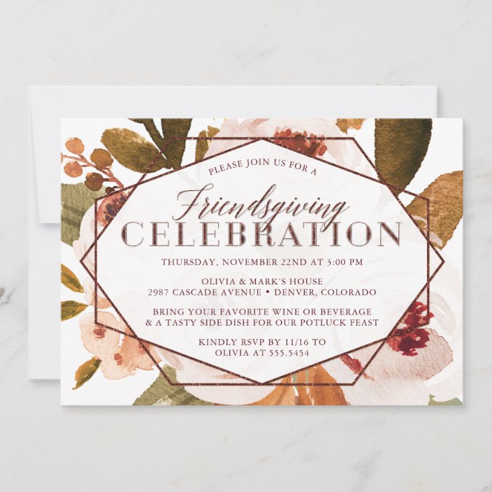 Pretty Fall Floral Friendsgiving Celebration Invitation | Zazzle.com