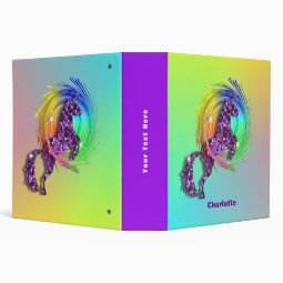 Pretty Fantasy Rainbow Unicorn Personalized 3 Ring Binder | Zazzle