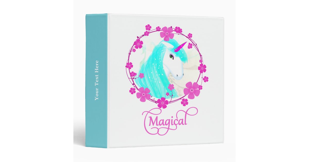 Pretty Fantasy Unicorn Personalized 3 Ring Binder | Zazzle