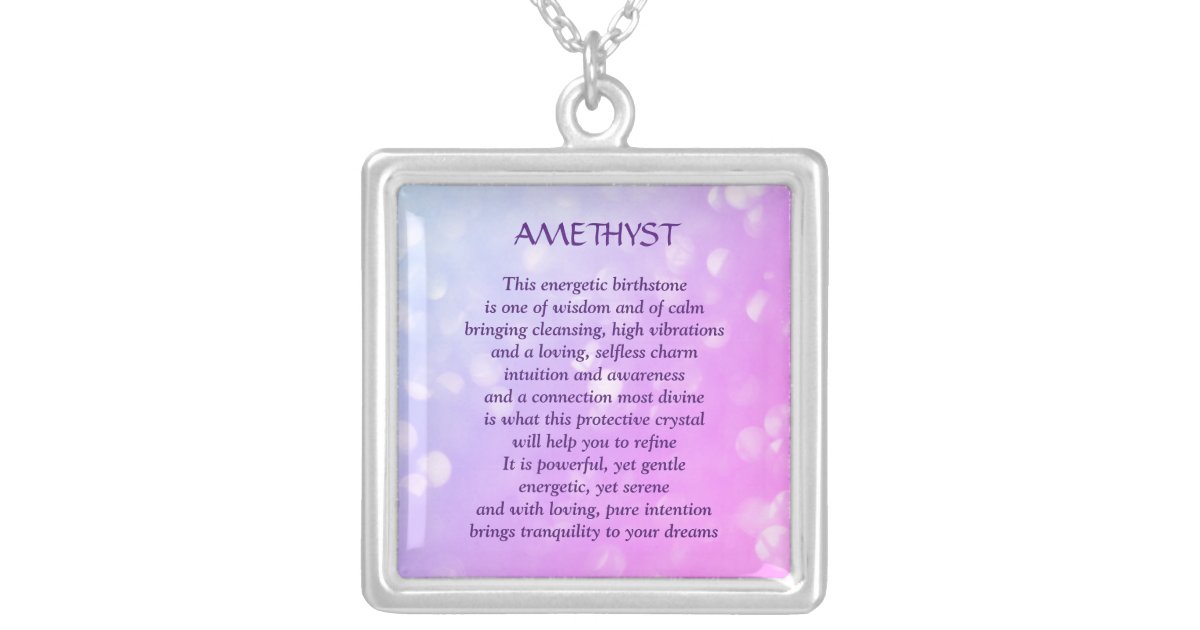 Pretty February Birthstone Amethyst Poem Necklace | Zazzle