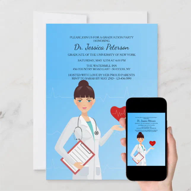 Pretty Female Medic Invitation | Zazzle