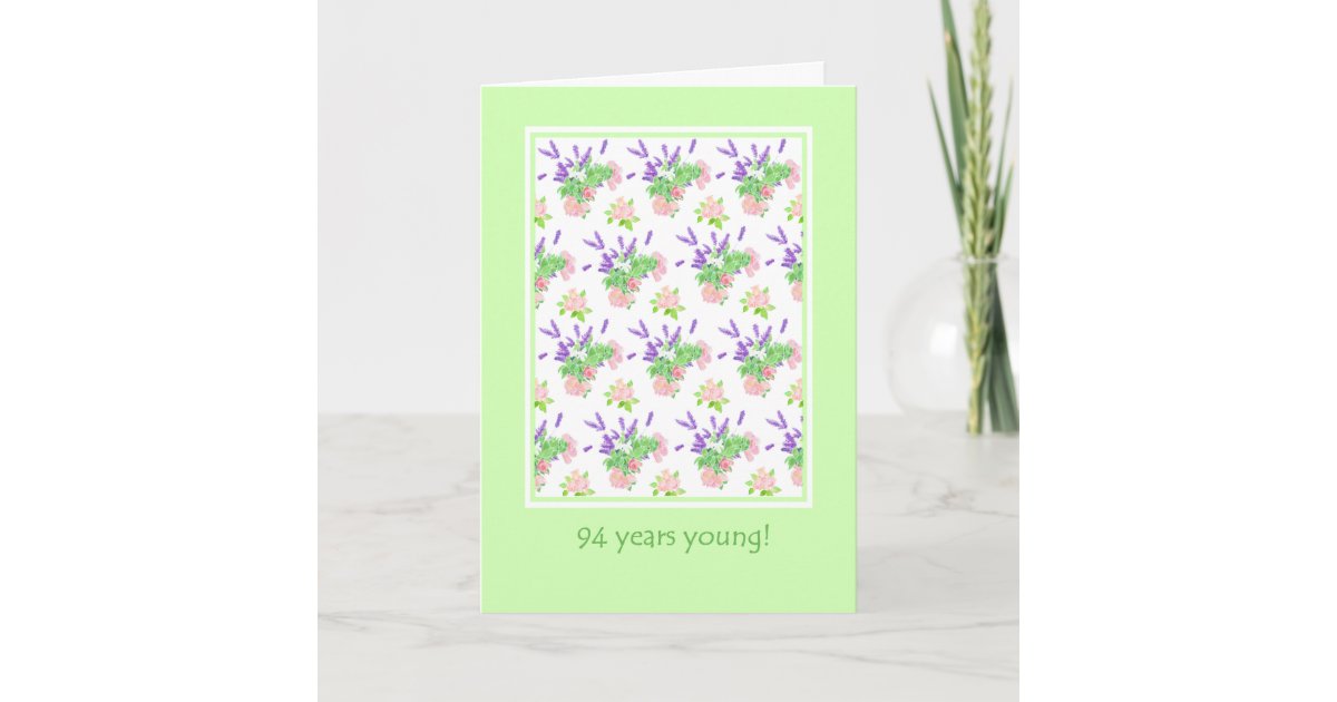 Pretty Floral 94th Birthday Greeting Card | Zazzle
