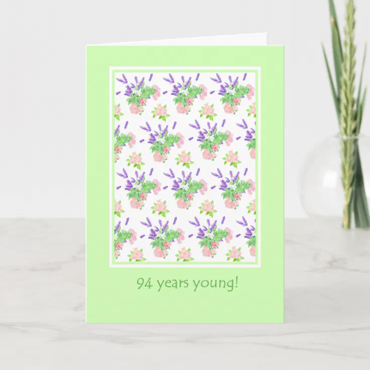 Pretty Floral 94th Birthday Greeting Card | Zazzle