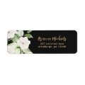 Pretty Floral and Greenery Return Address Black Label | Zazzle