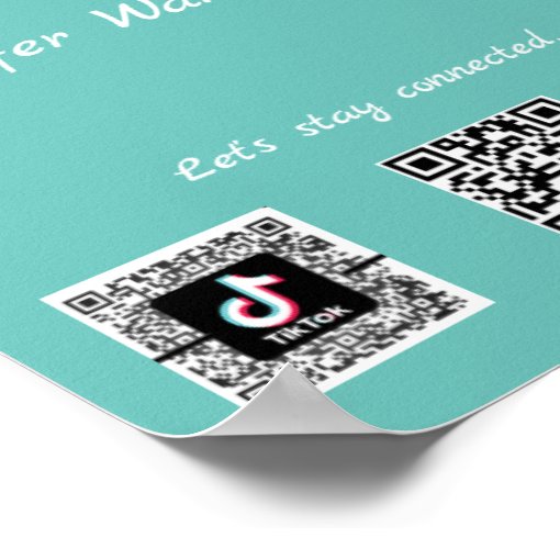 Pretty Floral Border Social Media QR Codes Poster | Zazzle