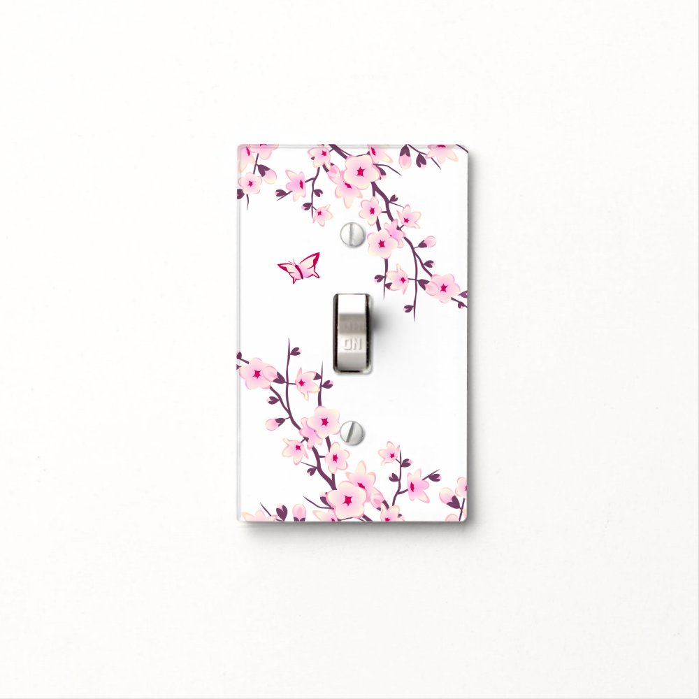 Cherry Blossoms Pink White Light Switch Cover Single Rocker sold by ...