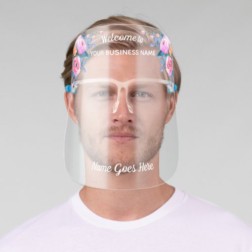 Pretty Floral Custom Named Welcome Face Shield | Zazzle