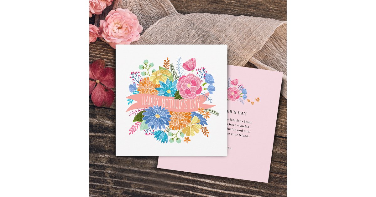 Pretty Floral Flower Bouquet Mother's Day Holiday Card | Zazzle