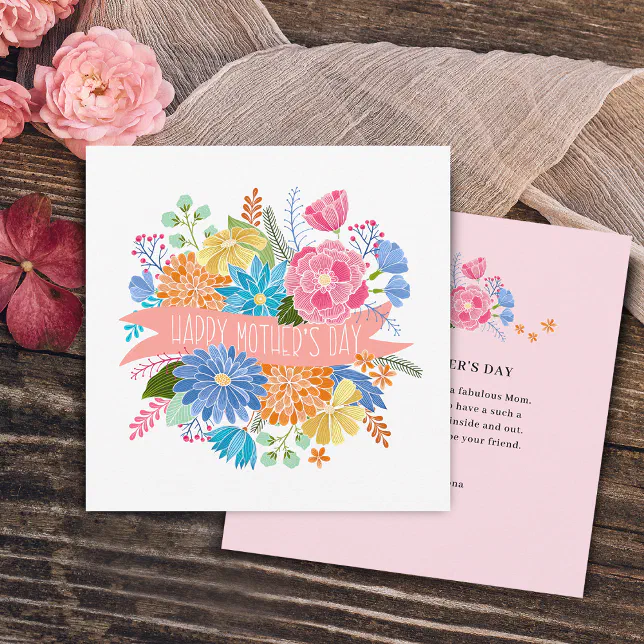 Pretty Floral Flower Bouquet Mother's Day Holiday Card | Zazzle