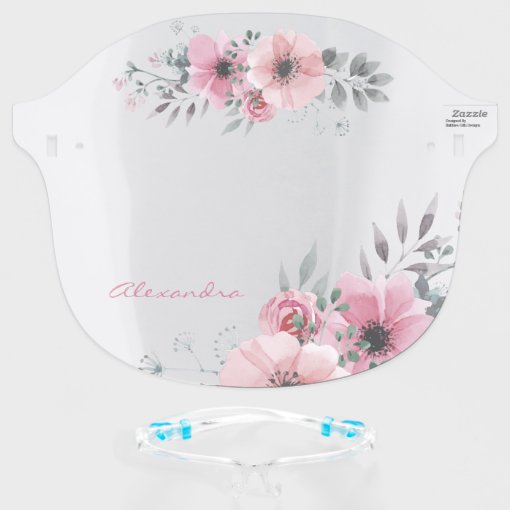 Pretty Floral Girly Personalized Face Shield | Zazzle