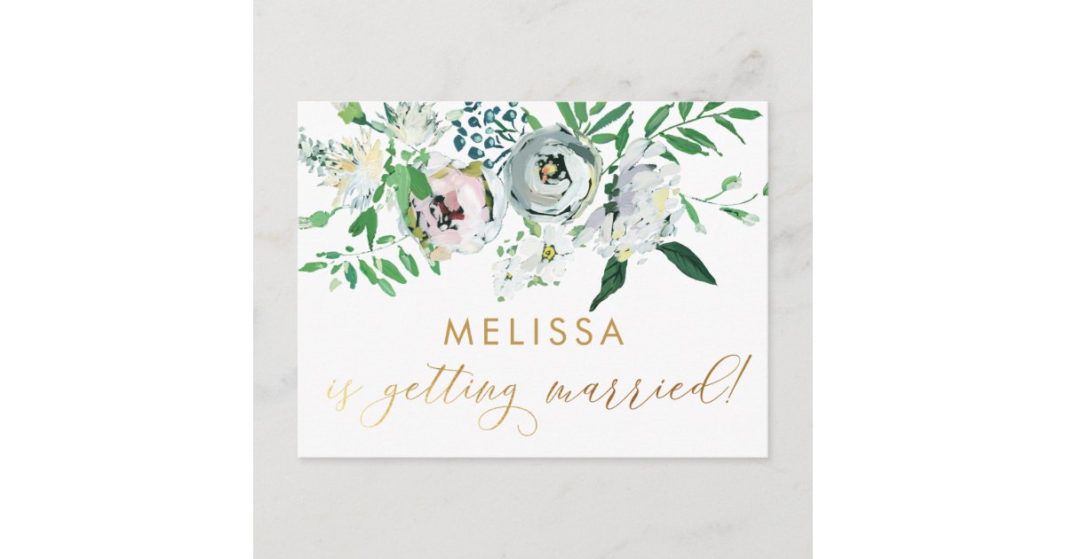 Pretty Floral Gouache Boho Flower Bridal Shower Postcard | Zazzle