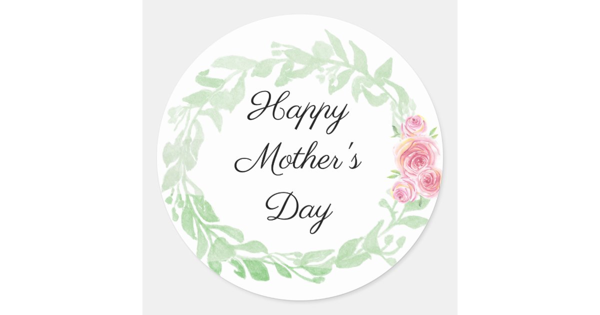 Pretty Floral Happy Mother's Day Classic Round Sticker | Zazzle