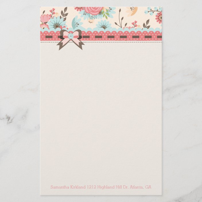 Pretty Floral Header Custom Stationery | Zazzle.com