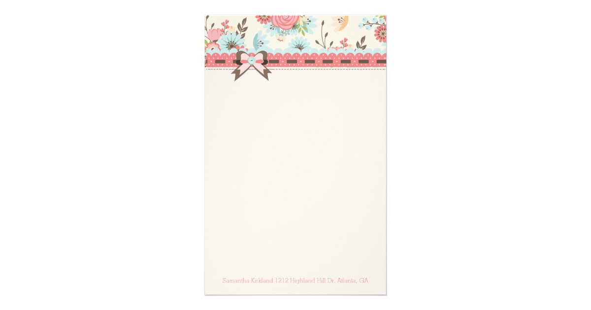 Pretty Floral Header Custom Stationery | Zazzle.com