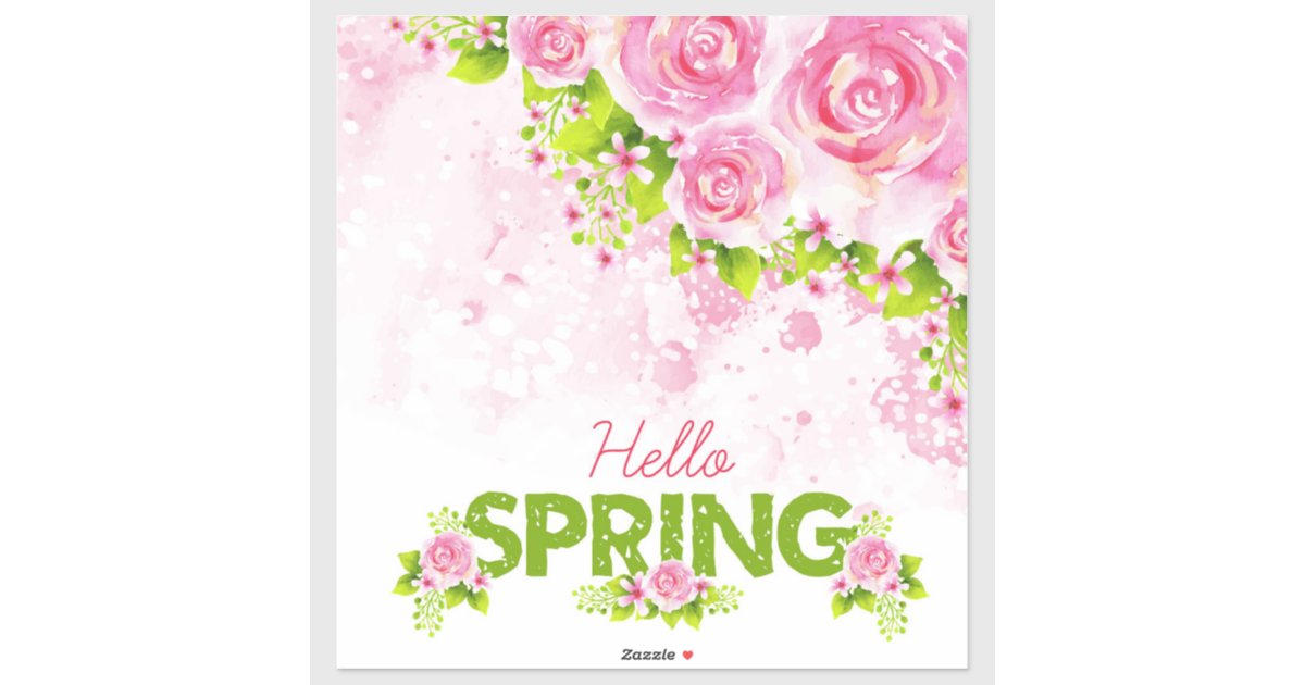 Pretty Floral Hello Spring Sticker | Zazzle