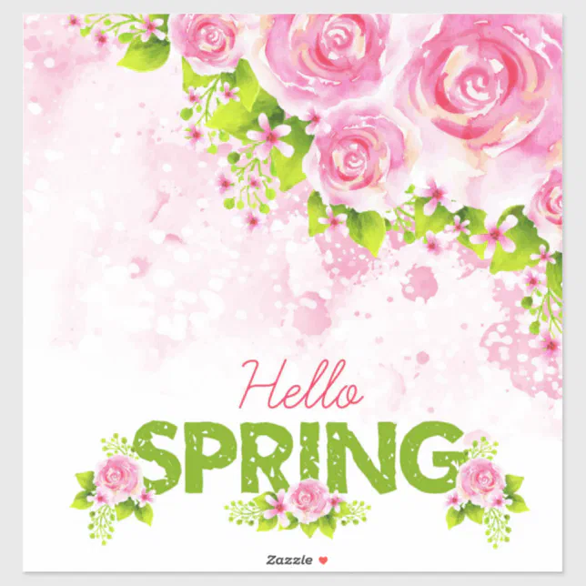 Pretty Floral Hello Spring Sticker | Zazzle