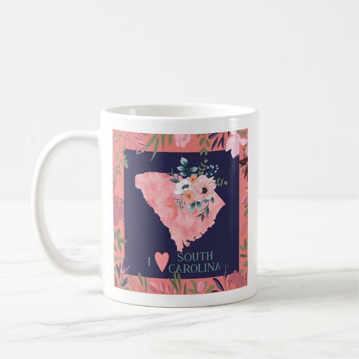 Pretty Floral I Love South Carolina State Map Coffee Mug | Zazzle.com