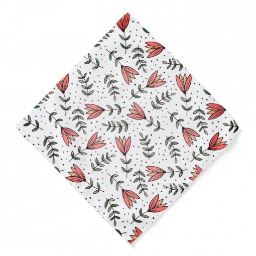 Pretty Floral Illustration Pattern Bandana | Zazzle