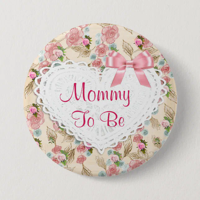 Pretty Floral Mommy to be Baby Shower button | Zazzle