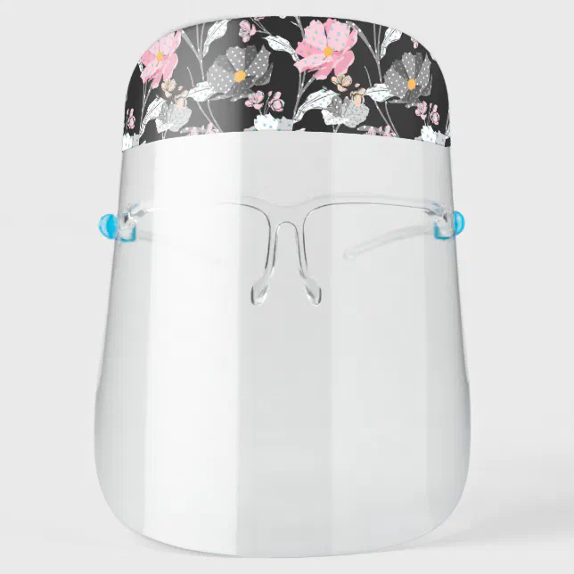 Pretty Floral Pattern Pink Wild Flowers Face Shield | Zazzle