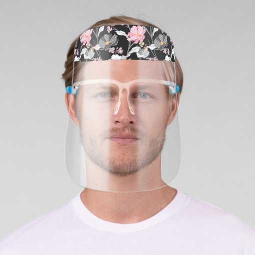 Pretty Floral Pattern Pink Wild Flowers Face Shield | Zazzle