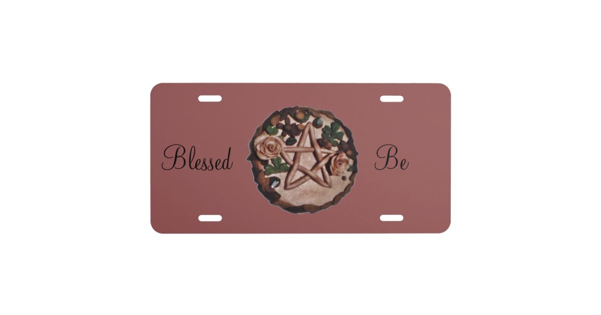 Pretty Floral Pentacle Witch Wiccan Pagan License Plate | Zazzle