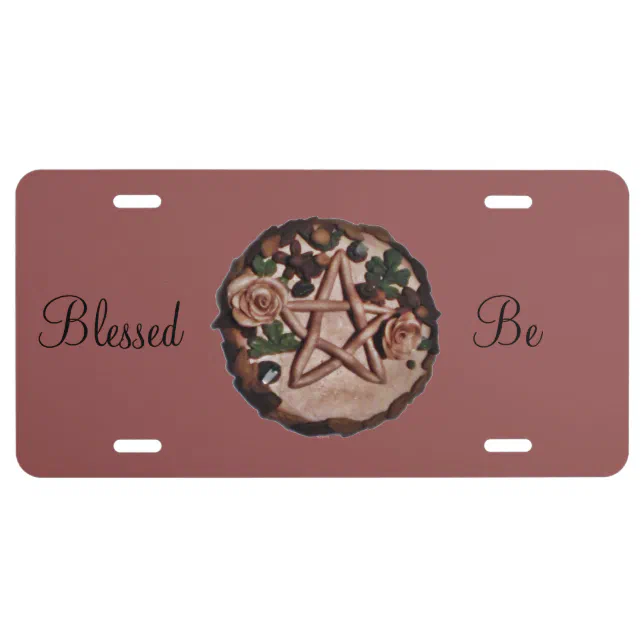 Pretty Floral Pentacle Witch Wiccan Pagan License Plate | Zazzle