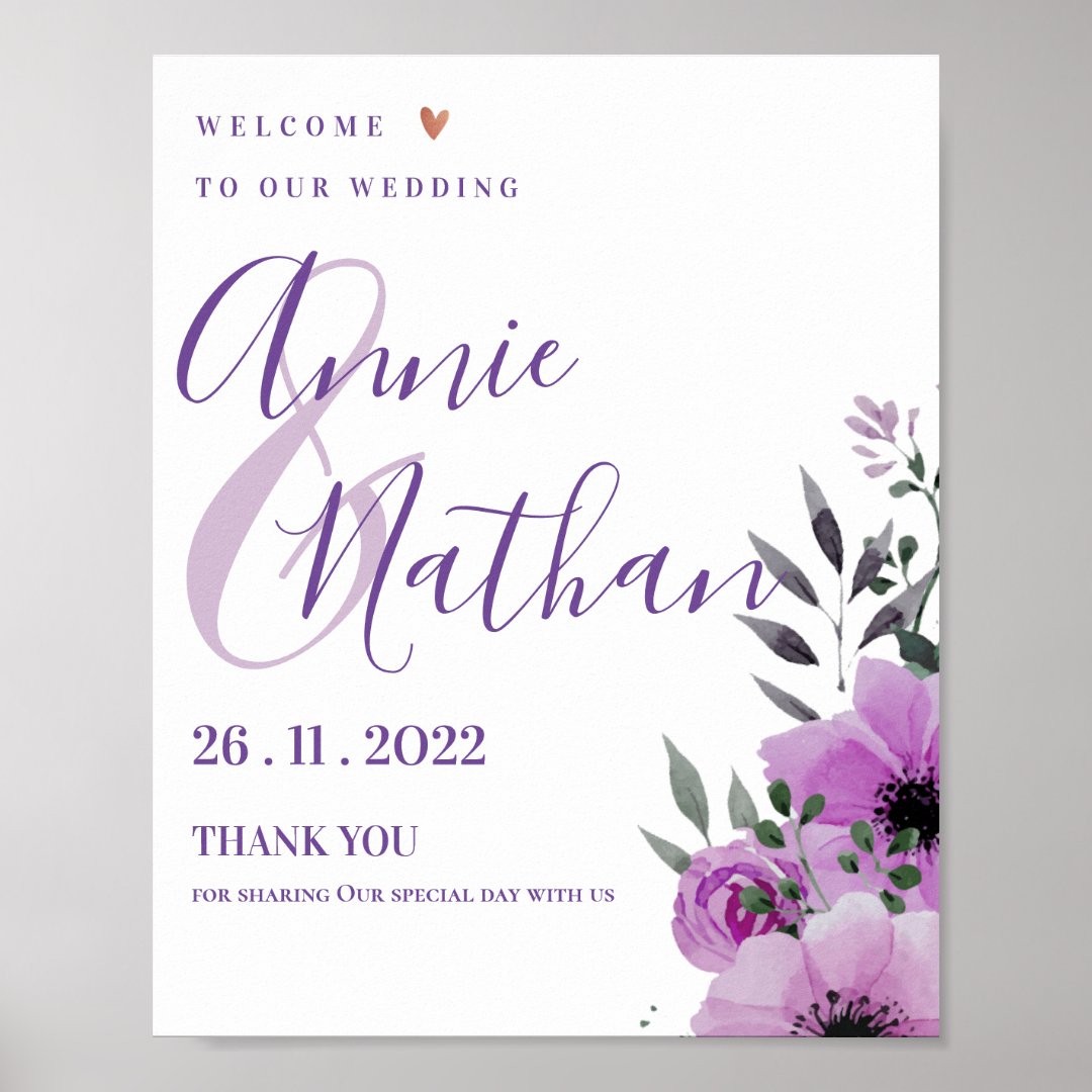 Pretty Floral Romantic Cute welcome To Our Wedding Poster | Zazzle