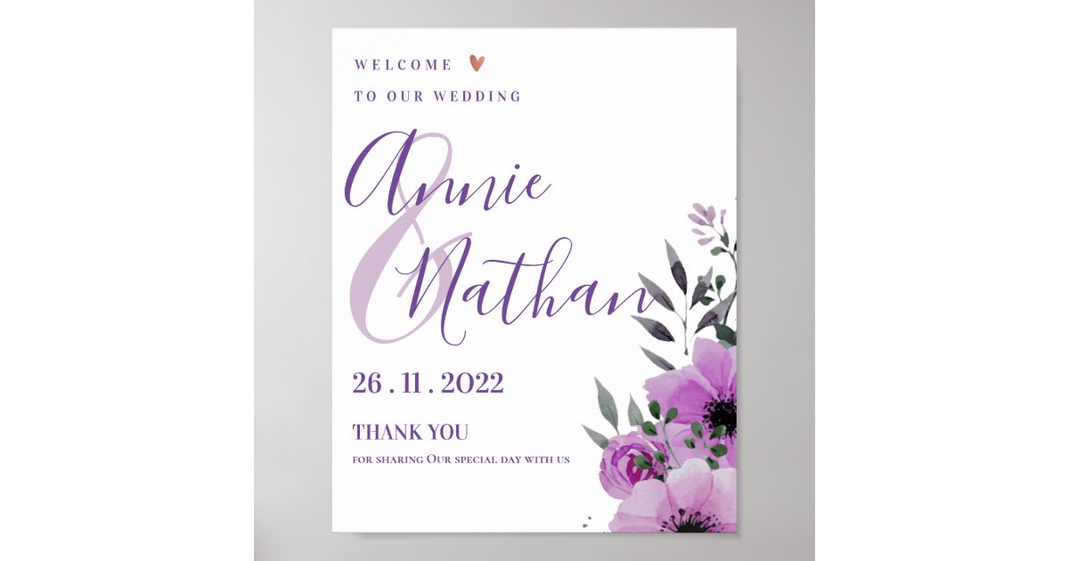 Pretty Floral Romantic Cute welcome To Our Wedding Poster | Zazzle