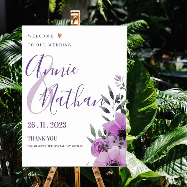 Pretty Floral Romantic Cute welcome To Our Wedding Poster | Zazzle