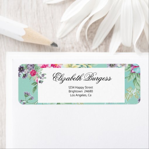 Pretty Floral Roses Flower Return Address Label | Zazzle