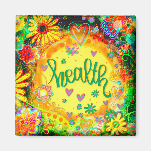 Pretty Floral Yellow Inspiring Inspirivity Magnet | Zazzle