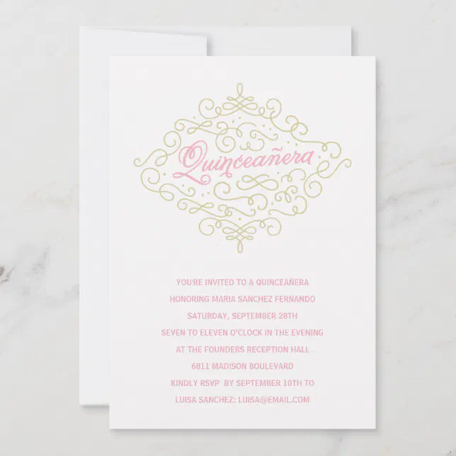 Pretty Flourish Quinceanera Party Invitation | Zazzle