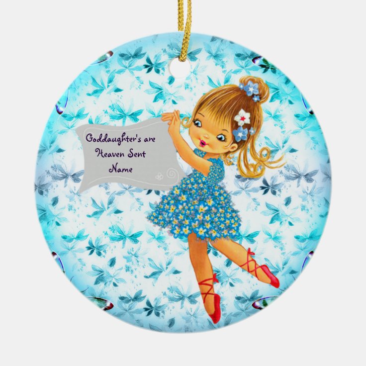 Pretty Flower Fairy Goddaughter Gift Personalized Ceramic Ornament | Zazzle