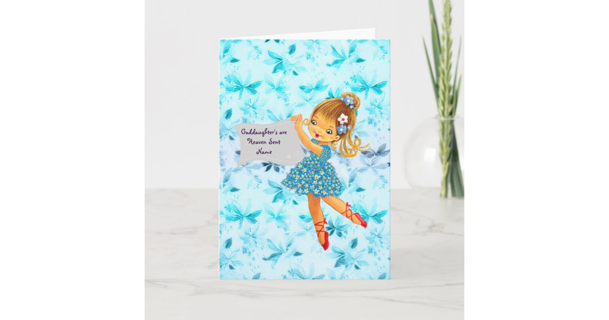 Pretty Flower Fairy Goddaughter Gift Personalized Holiday Card | Zazzle