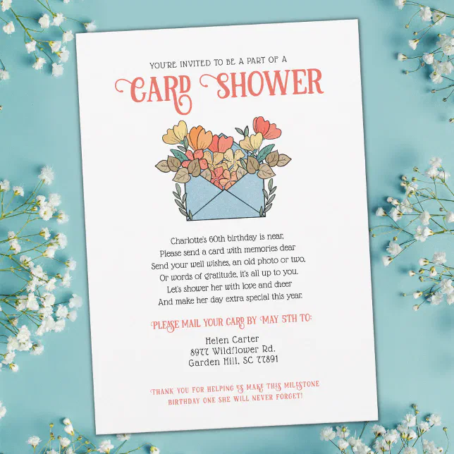 Pretty Flowers Card Shower by Mail Birthday | Zazzle