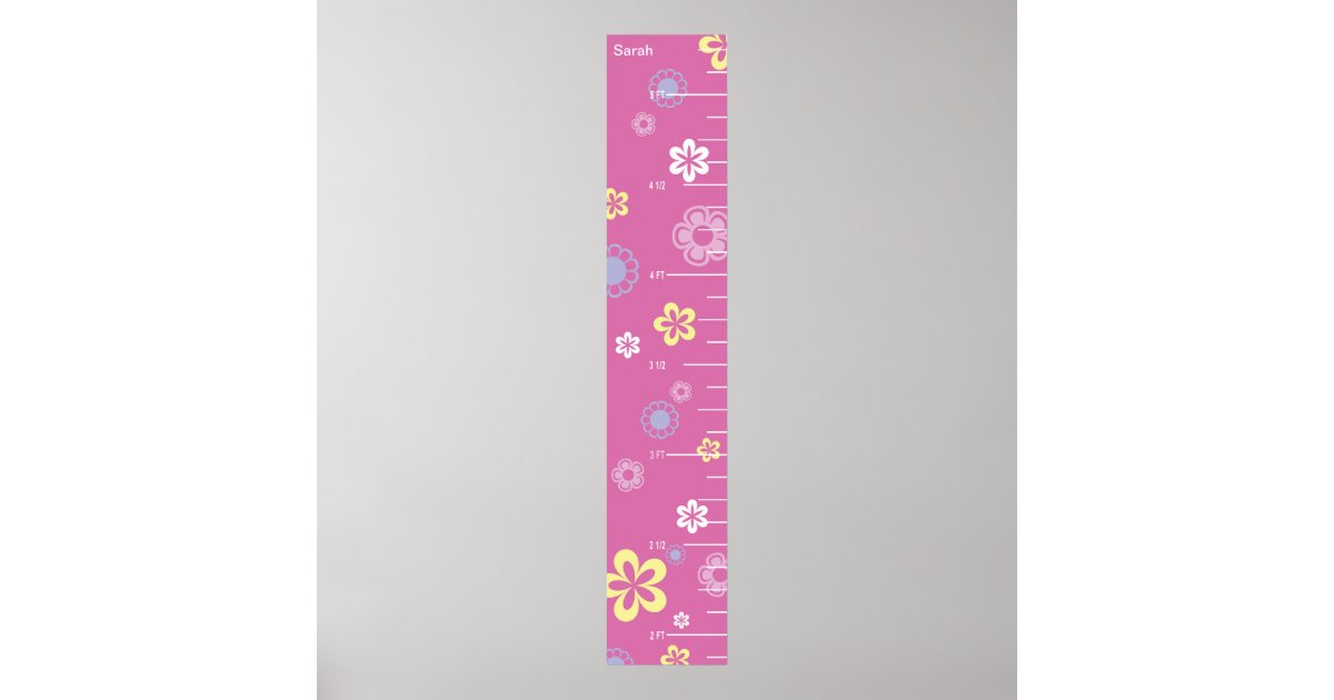 Pretty Flowers on Pink Growth Chart | Zazzle