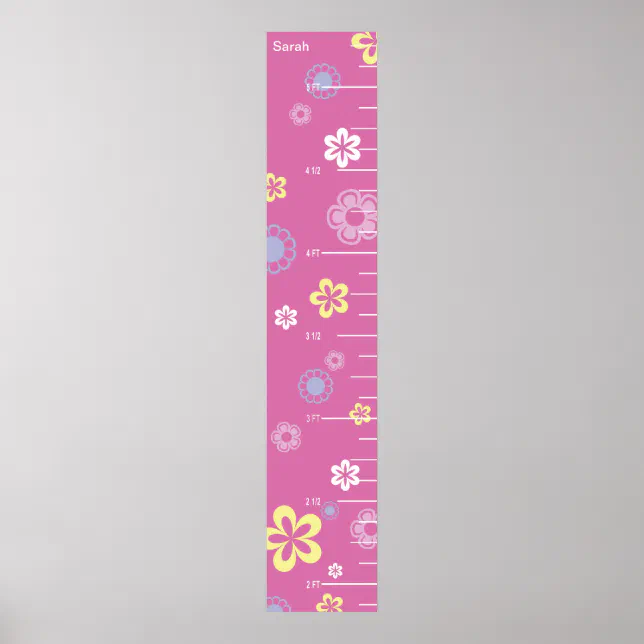 Pretty Flowers on Pink Growth Chart | Zazzle