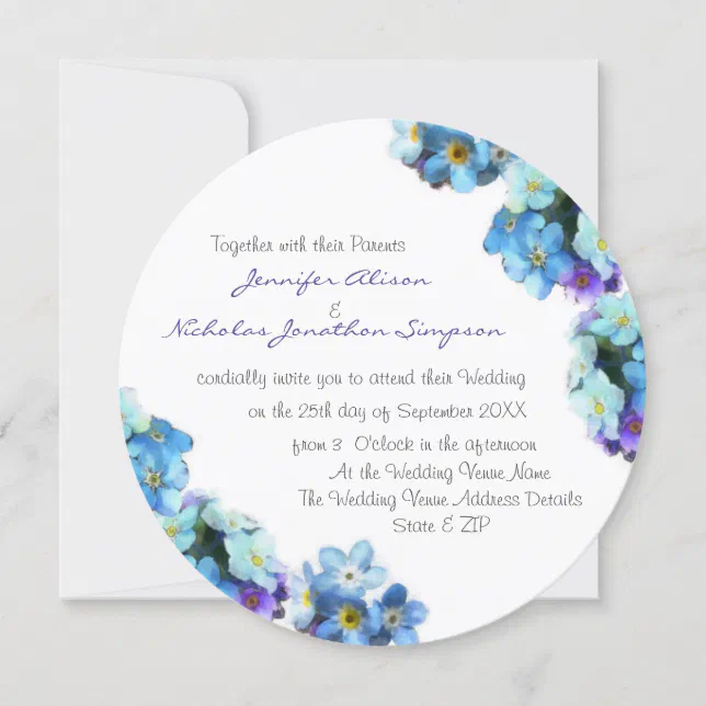 Pretty Forget Me Not Flowers Wedding Invitation | Zazzle