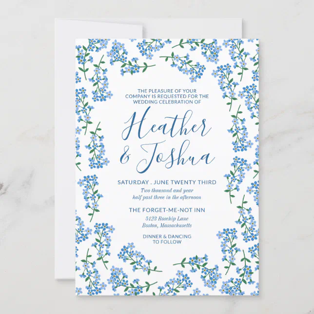 Pretty Forget Me Nots Floral Wedding Invitation | Zazzle