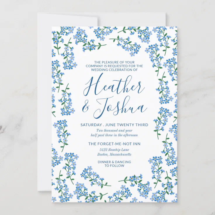 Pretty Forget Me Nots Floral Wedding Invitation | Zazzle