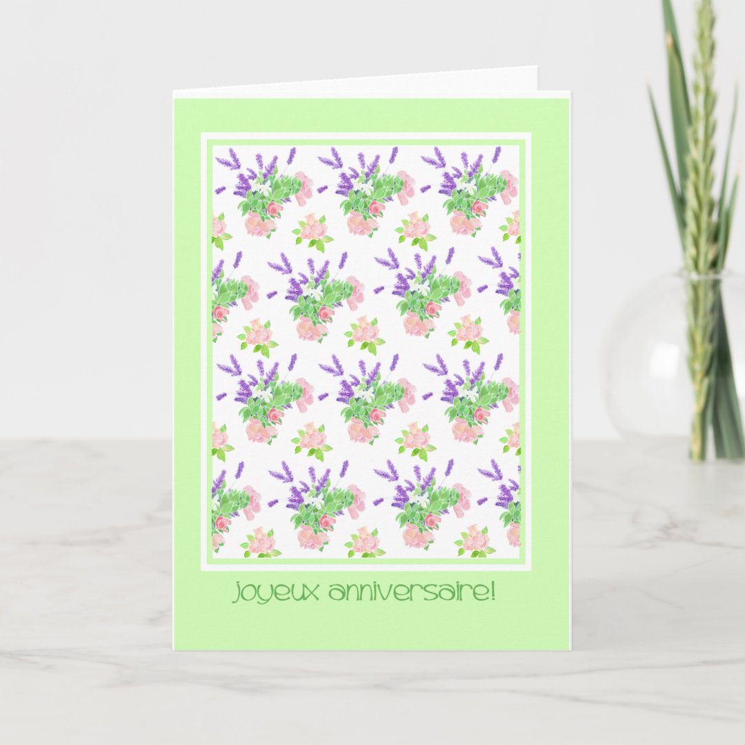 Pretty French Language Greeting Birthday Card | Zazzle
