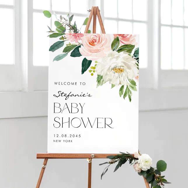 Pretty Garden Flowers Spring Baby Shower Welcome Poster | Zazzle