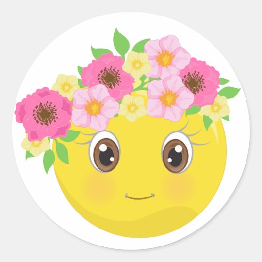 Pretty Girly Emoji With Flowers Stickers | Zazzle.com