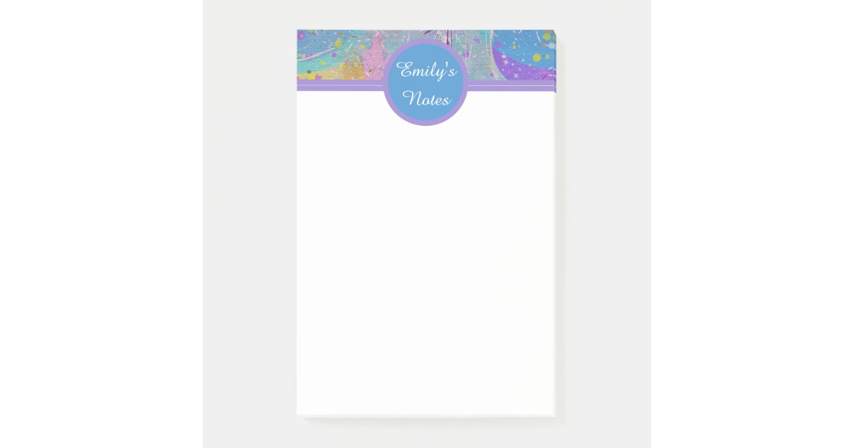Pretty Girly Pink Purple and Blue Sticky Notes | Zazzle