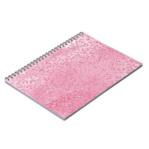Pretty Girly Sugar Pink Glitter Leopard Notebook | Zazzle
