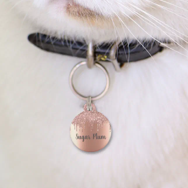 Pretty Glitter Drips Pet Dog Cat Lost Id Tag | Zazzle