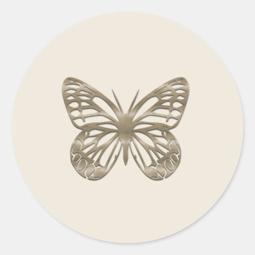 Pretty Gold Butterfly Classic Round Sticker | Zazzle