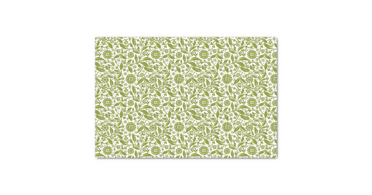 Pretty Green and White Floral Pattern Tissue Paper | Zazzle